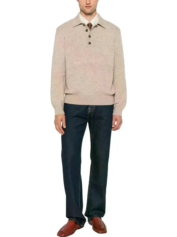 Eleventy Button-placket Polo-collar Polo Shirt - Neutrals