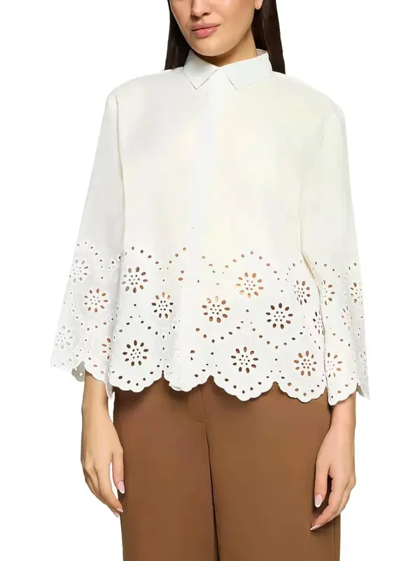 BETTY BARCLAY Broderie Anglaise Scalloped Hem Shirt - White