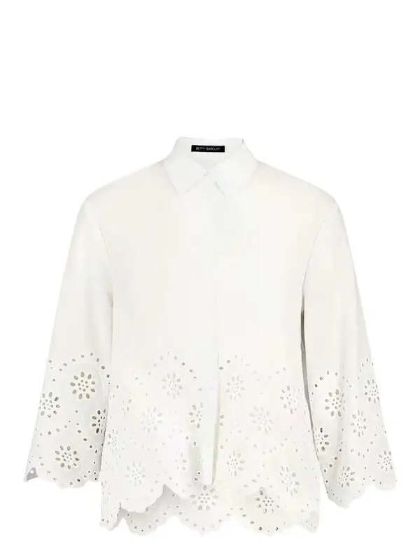 BETTY BARCLAY Broderie Anglaise Scalloped Hem Shirt - White
