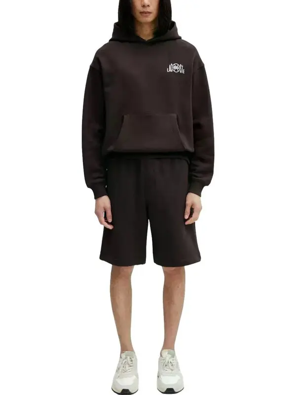 Lacoste Logo Print Cotton Hoodie - Brown