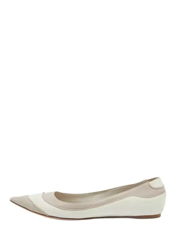 Dior Pointed Toe Ballet Flats - White