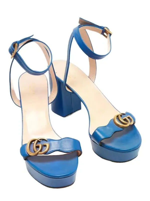 Gucci Platform Sandals With Double G Hardware - Blue