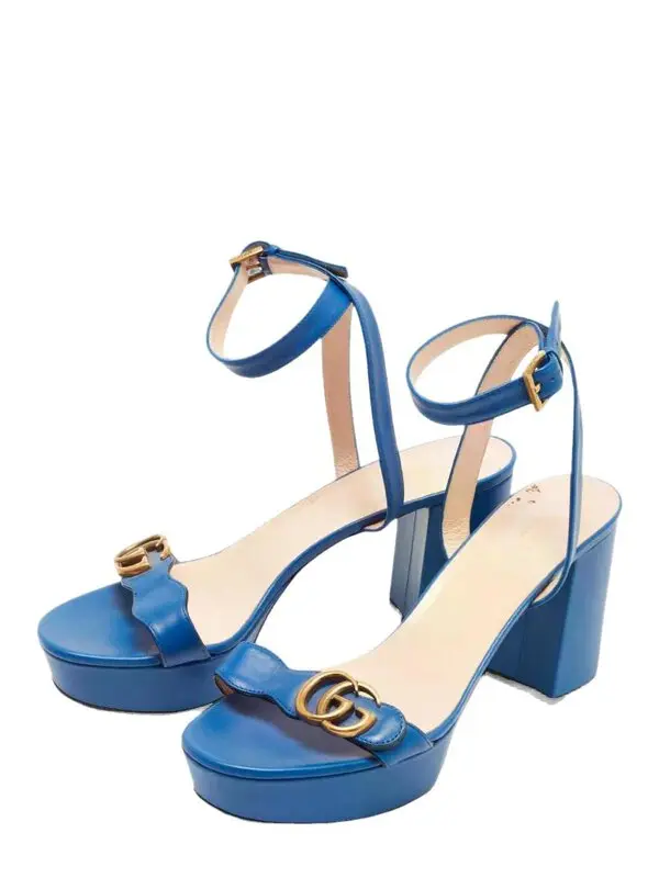 Gucci Platform Sandals With Double G Hardware - Blue