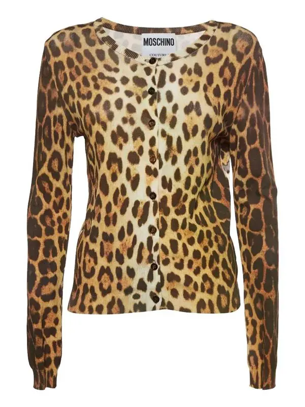 Moschino Leopard Print Cardigan - Brown