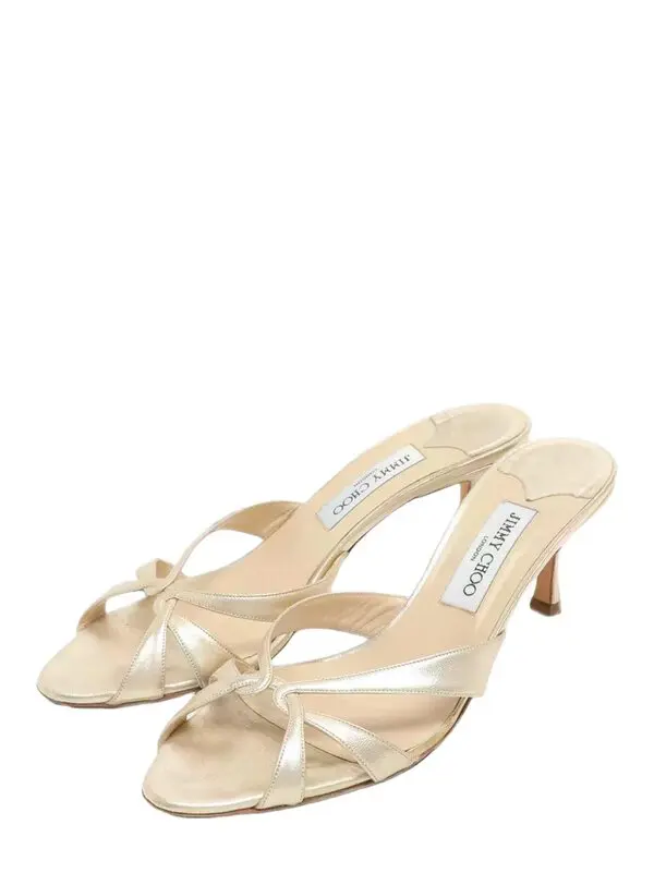 JIMMY CHOO Metallic Leather Heeled Sandals - Gold