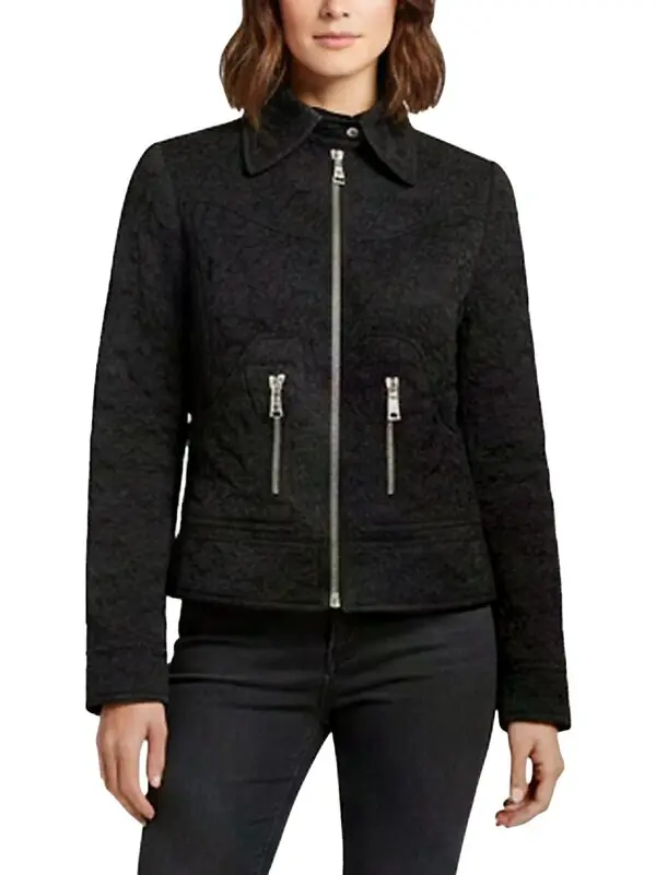 Dolce & Gabbana Floral Jacquard Zip-up Cropped Jacket - Black