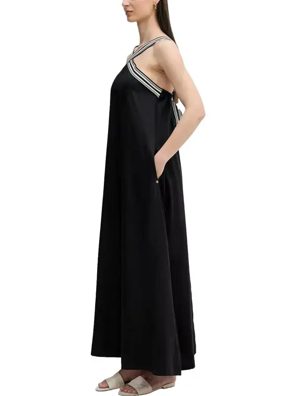 GAUDI Cross-strap Maxi Dress With Tie Detail - Black