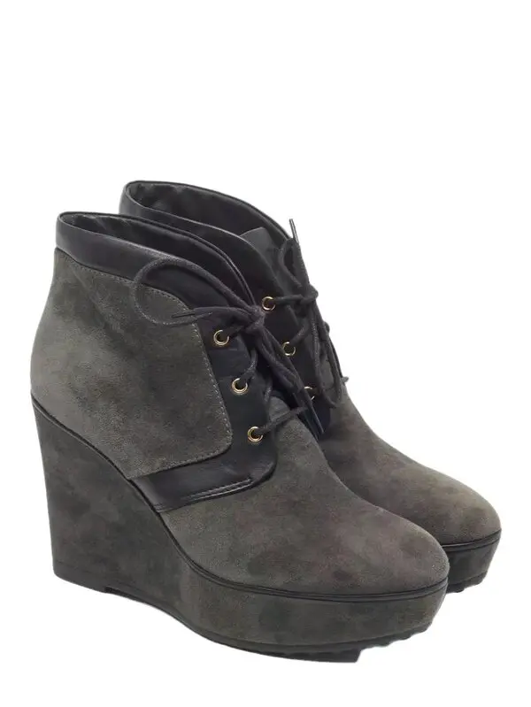 TOD'S Lace-up Wedge Ankle Boots - Green