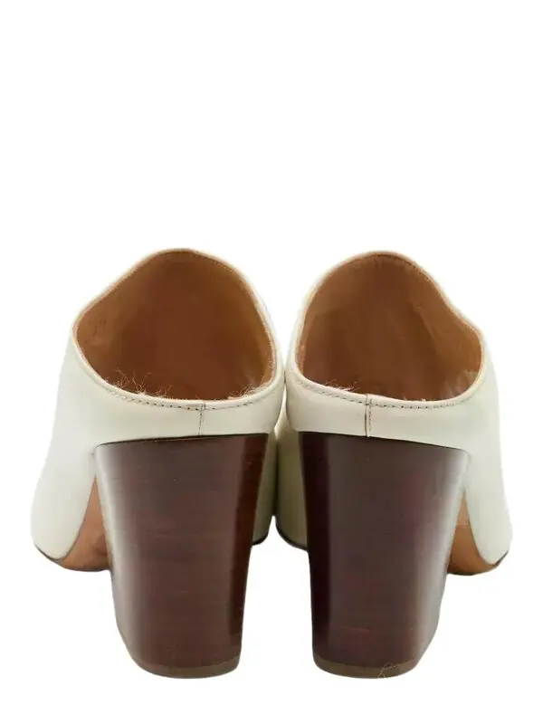 SERGIO ROSSI Leather Peep-toe Mules - Neutrals