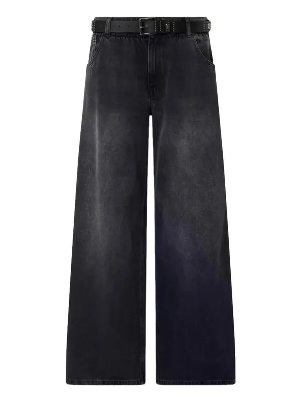 Liu Jo Belted-waist Wide-leg Jeans - Black