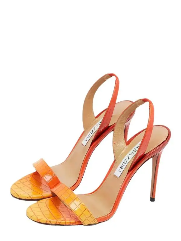 AQUAZZURA Croc-embossed Leather Slingback Sandals - Orange