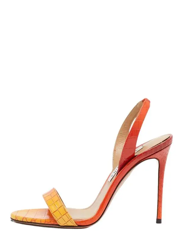 AQUAZZURA Croc-embossed Leather Slingback Sandals - Orange