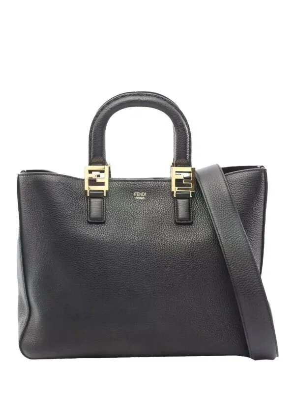 Fendi Ff Leather Satchel - Black