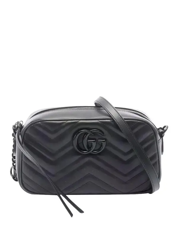 Gucci Small Gg Marmont Matelassé Leather Crossbody Bag - Black