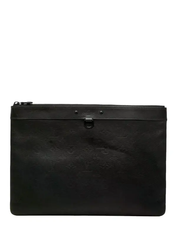 LOUIS VUITTON Monogram Shadow Discovery Pochette Clutch Bag - Black