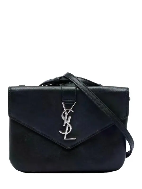Saint Laurent Calfskin Monogram Tri-pocket Crossbody Bag - Black