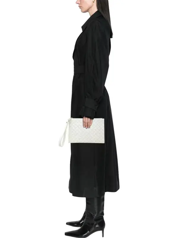 Bottega Veneta Leather Intrecciato Clutch Bag - White