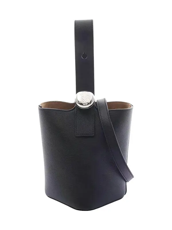 Loewe Mini Soft Grained Calfskin Pebble Bucket Bag Satchel - Black