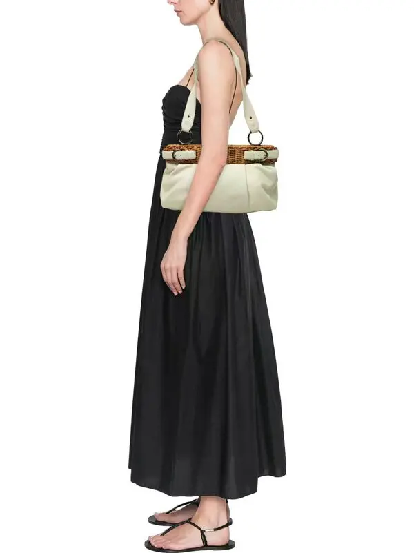 FERRAGAMO Leather And Wicker Shoulder Bag - White