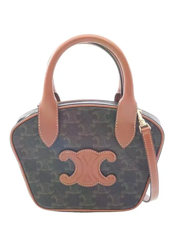 Celine Triomphe Coated Canvas Satchel - Brown