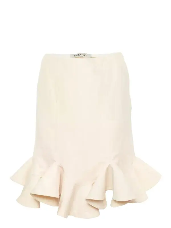 Valentino Garavani Midi Skirt With Flounce Hem - Neutrals