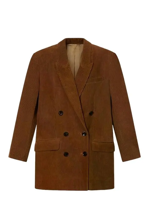 MARANT ETOILE Corduroy Peak Lapel Double-breasted Blazer - Brown