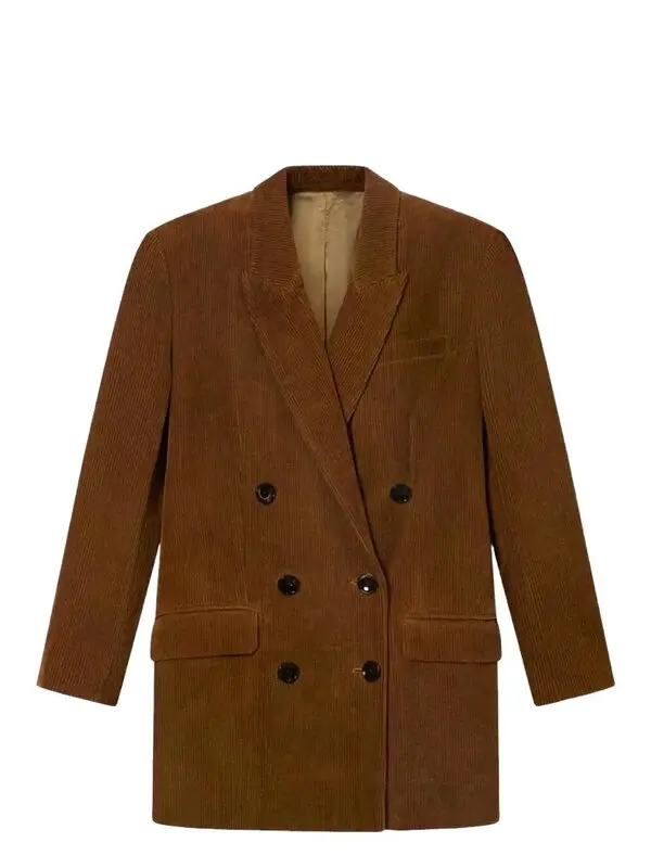 MARANT ETOILE Corduroy Peak Lapel Double-breasted Blazer - Brown