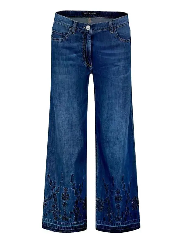 BETTY BARCLAY Embroidered Cropped Jeans - Blue