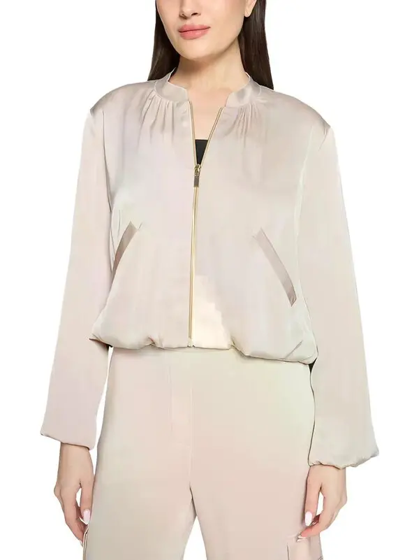 BETTY BARCLAY Gathered Zip-up Jacket - Neutrals