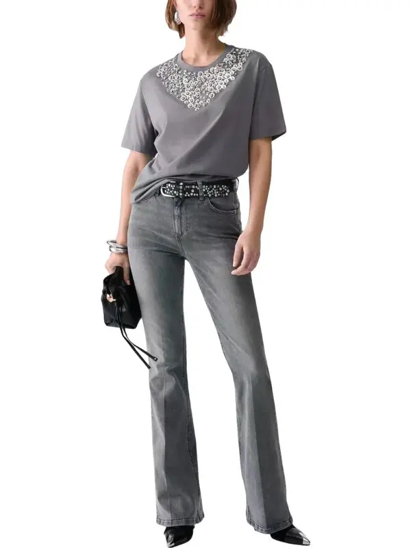 Liu Jo T-shirt With Jewel Embellishment - Grey