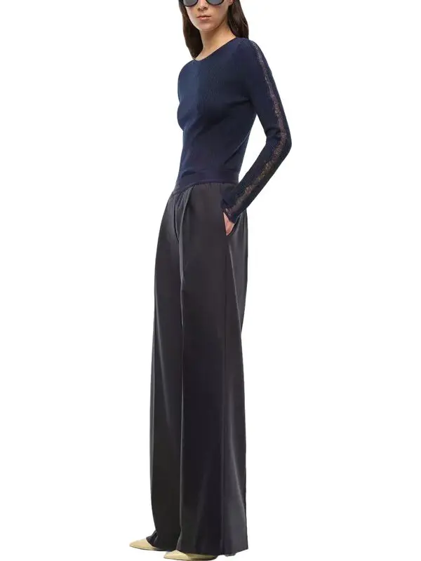 Pinko Stretch Wool-blend Palazzo Trousers - Grey