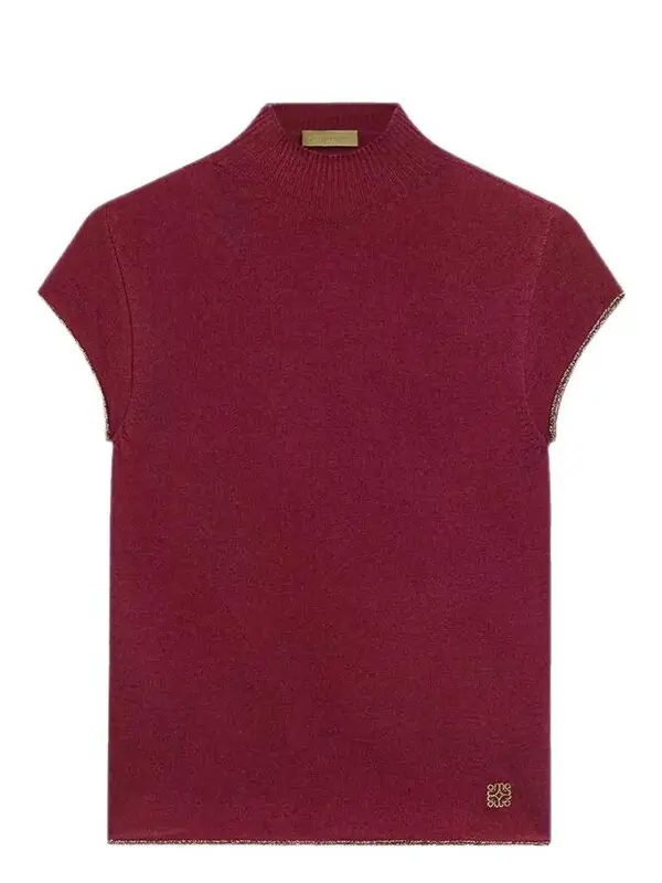 Momoni Sleeveless Mock Neck Top - Red