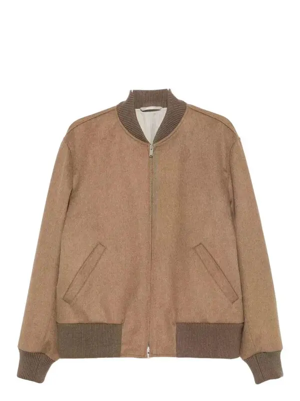 LARDINI Ribbed-trim Zip-fastening Jacket - Brown