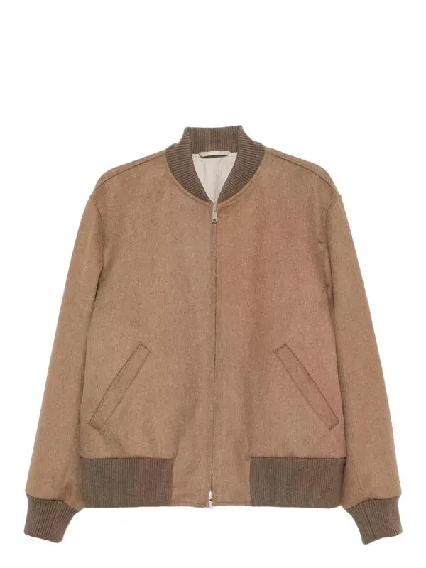LARDINI Ribbed-trim Zip-fastening Jacket - Brown