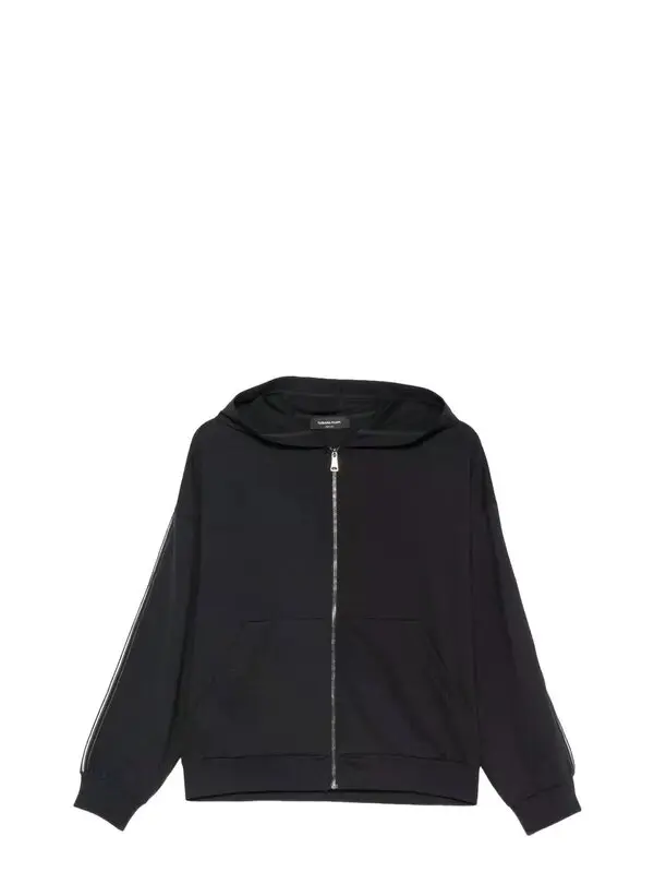 Fabiana Filippi Zip-fastening Hoodie With Side Stripes - Blue