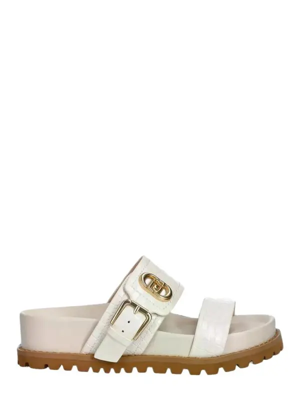 Liu Jo Buckle-fastening Croc-effect Sandals - White