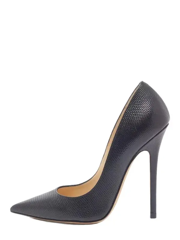 JIMMY CHOO Lizard-embossed Leather Stiletto Pumps - Black