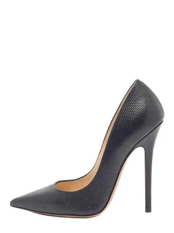 JIMMY CHOO Lizard-embossed Leather Stiletto Pumps - Black