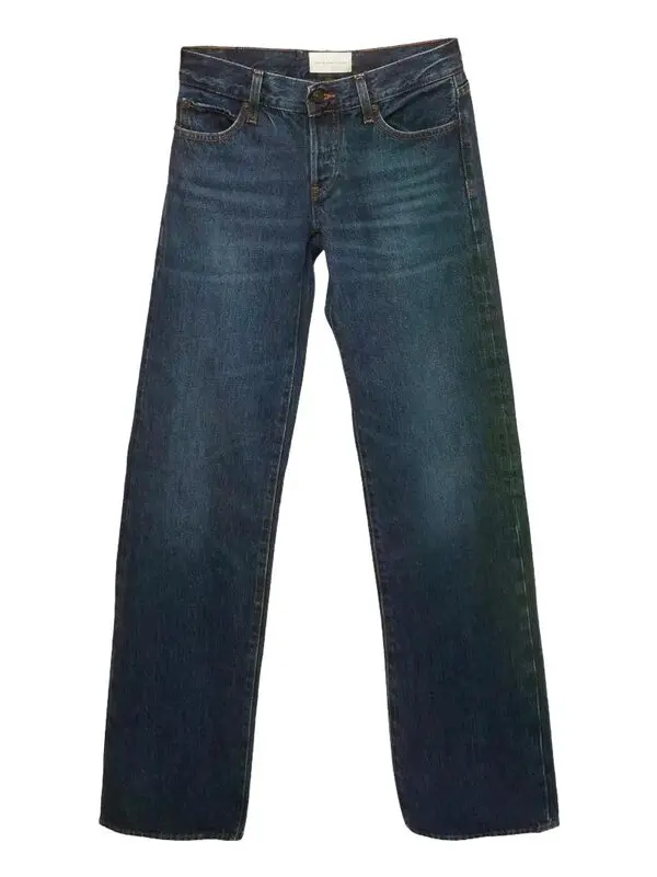 FRAME Amelia Gray Logo-patch Wide-leg Jeans - Blue