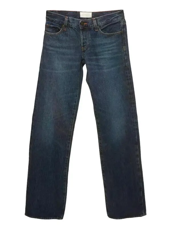 FRAME Amelia Gray Logo-patch Wide-leg Jeans - Blue