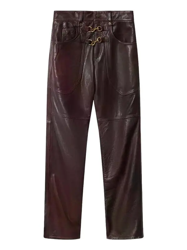 Isabel Marant Étoile Brinley Lamb Leather Trousers With Carabiner Detail - Brown