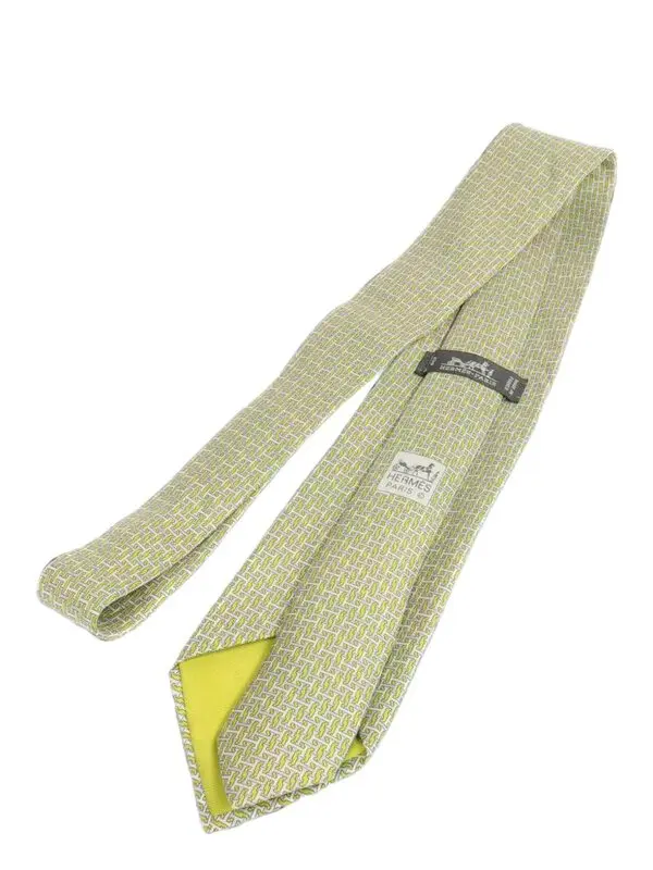 Hermès Geometric Pattern Silk Tie - Grey