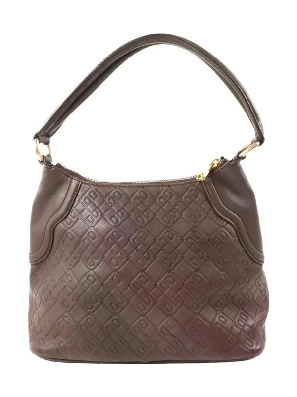 Bally Embossed Leather Shoulder Bag - Brown