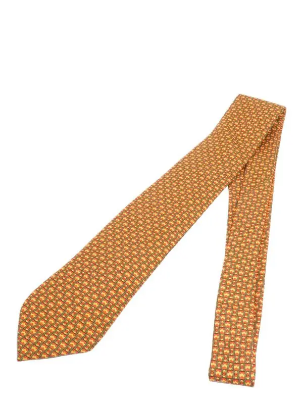 Hermès Silk Geometric Print Tie - Orange