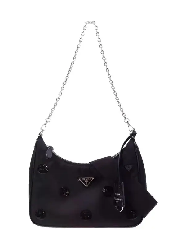 Prada Re-edition 2005 Logo-detail Two-way Shoulder Bag - Black
