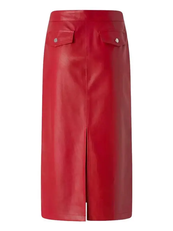 Pinko Faux-leather Midi Skirt With Rear Slit - Red