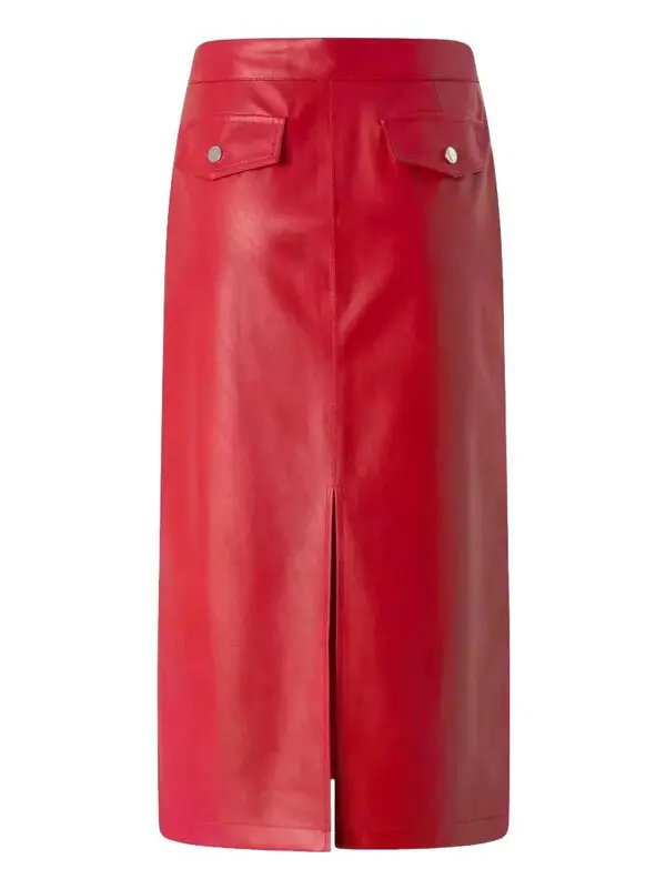 Pinko Faux-leather Midi Skirt With Rear Slit - Red