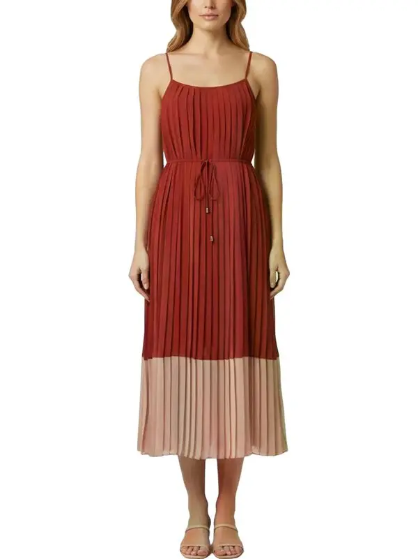 Zimmermann Color-block Pleated Midi Dress - Red