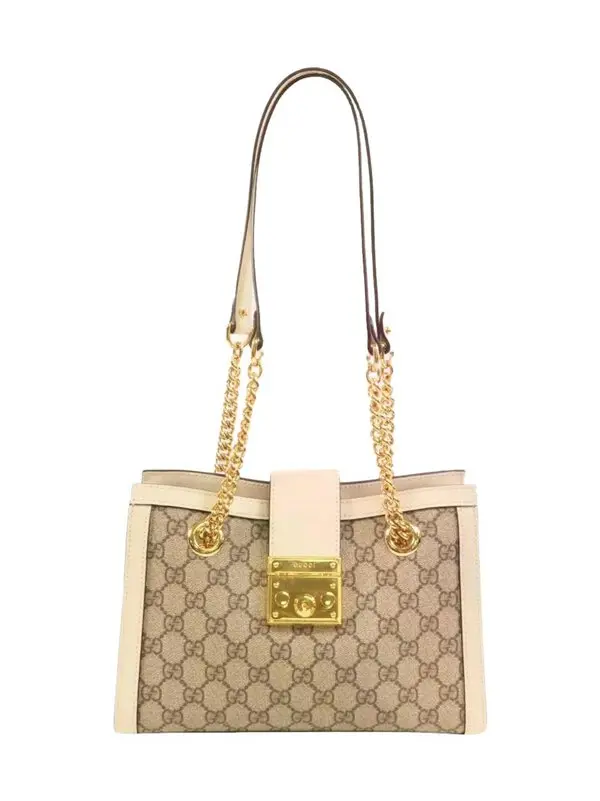 Gucci Gg Supreme Padlock Shoulder Bag - Neutrals