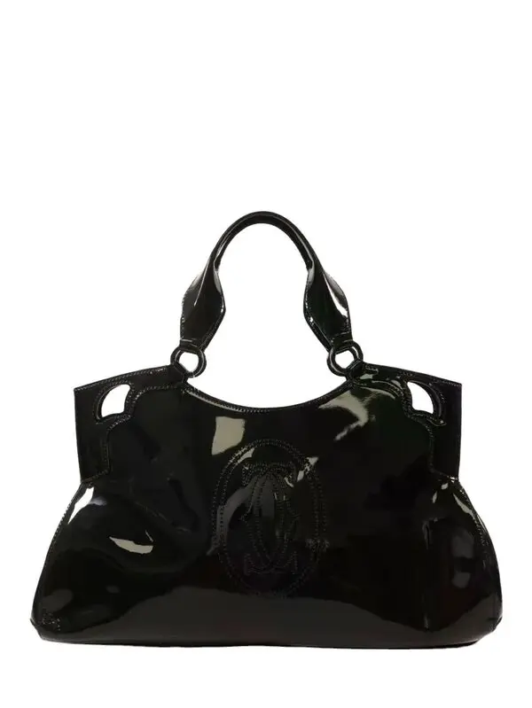 Cartier Logo Patent-leather Tote Bag - Black